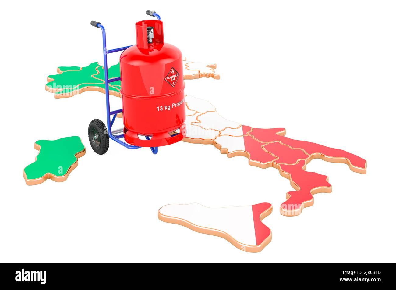 Italian map with propane gas cylinder on hand truck. Gas Delivery ...