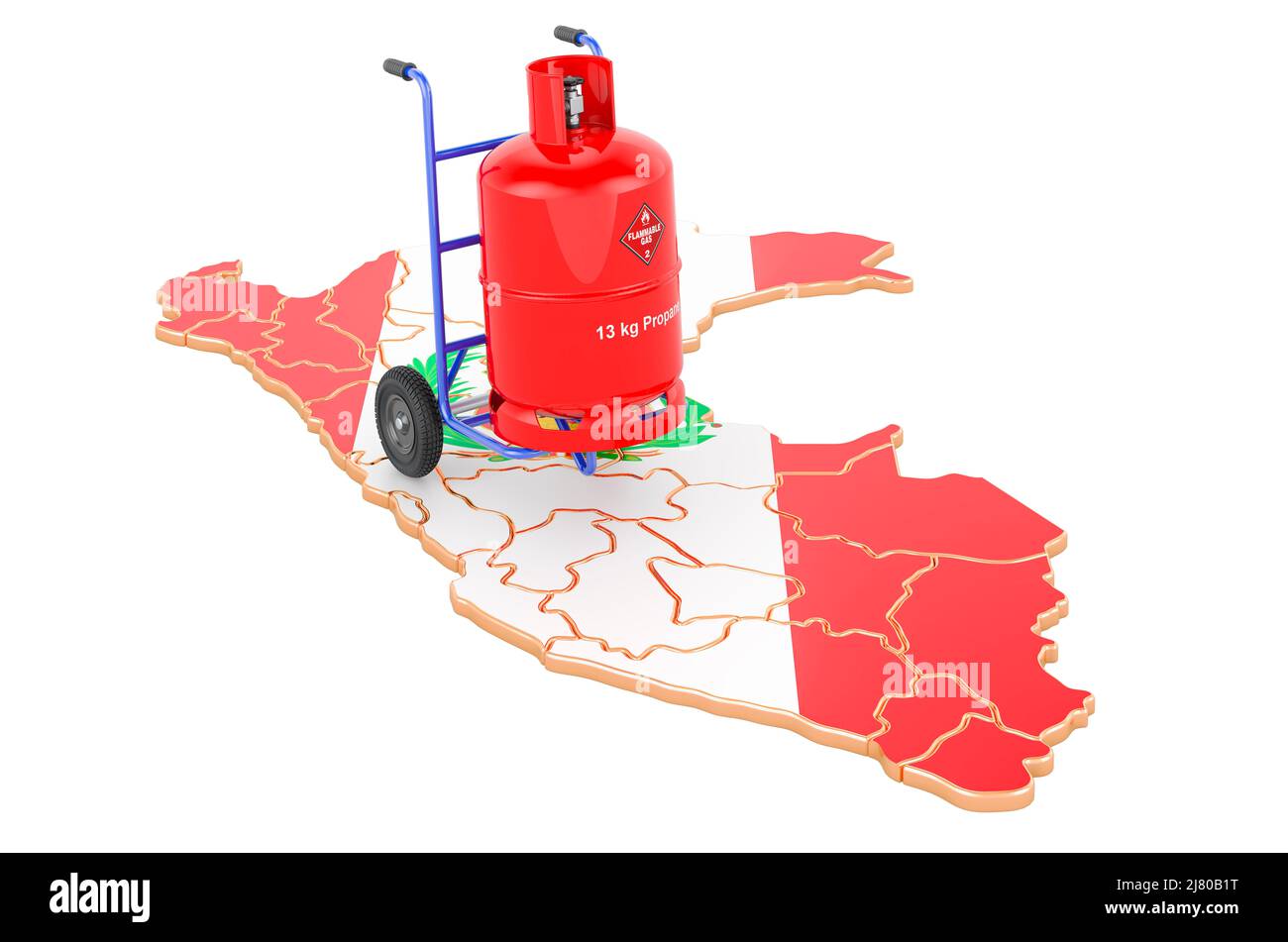 Peruvian map with propane gas cylinder on hand truck. Gas Delivery ...