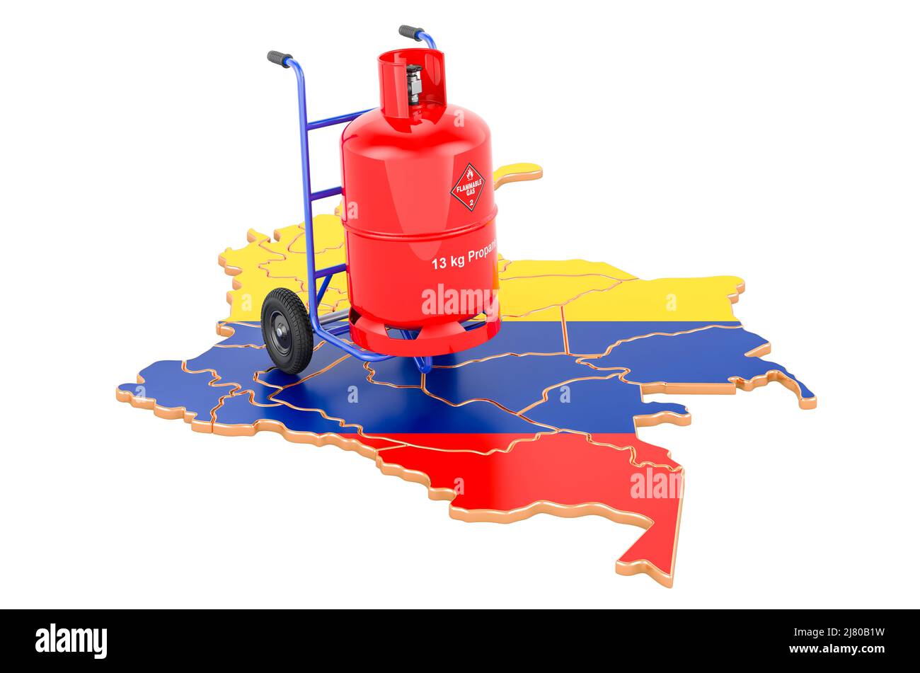 Colombian map with propane gas cylinder on hand truck. Gas Delivery ...