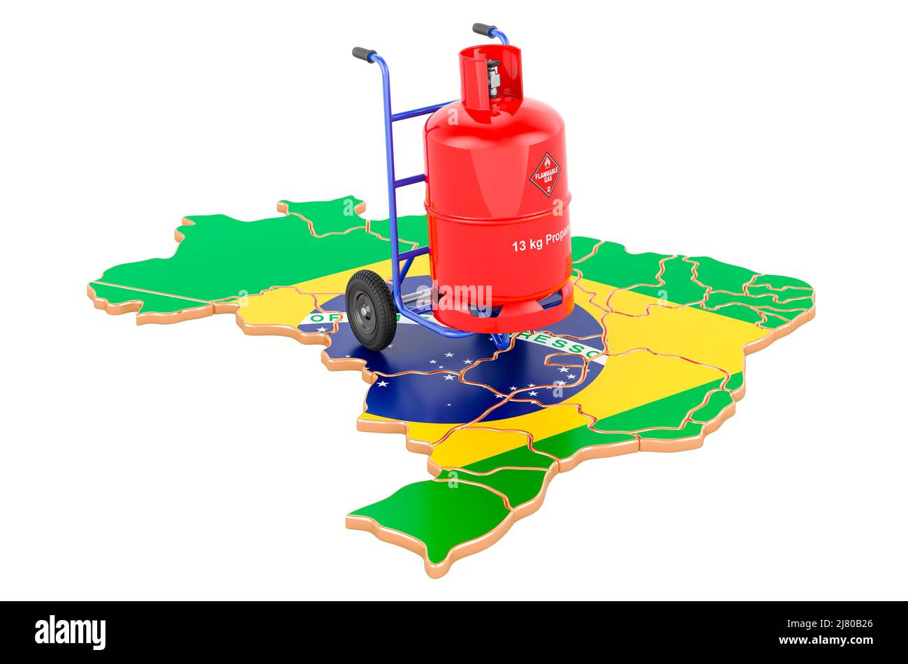 Brazilian map with propane gas cylinder on hand truck. Gas Delivery ...