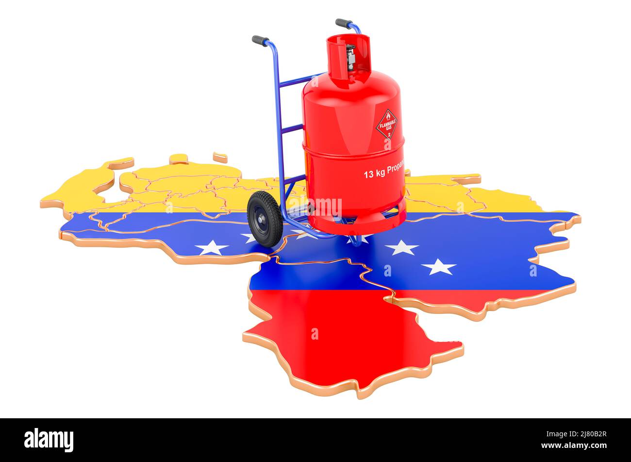 Venezuelan map with propane gas cylinder on hand truck. Gas Delivery ...