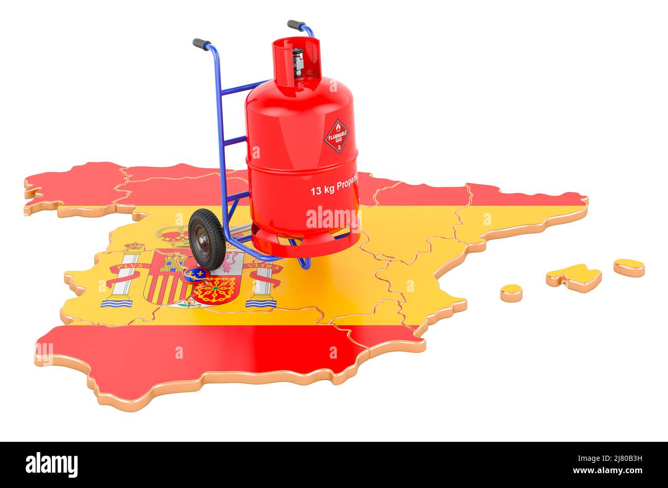 Spanish map with propane gas cylinder on hand truck. Gas Delivery ...