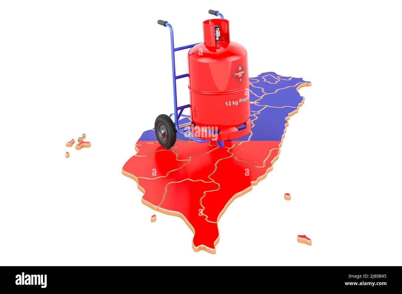 Taiwanese map with propane gas cylinder on hand truck. Gas Delivery ...