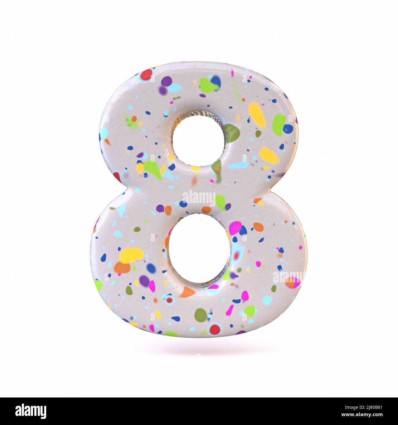 Colorful terrazzo pattern font Number 8 EIGHT 3D render illustration ...