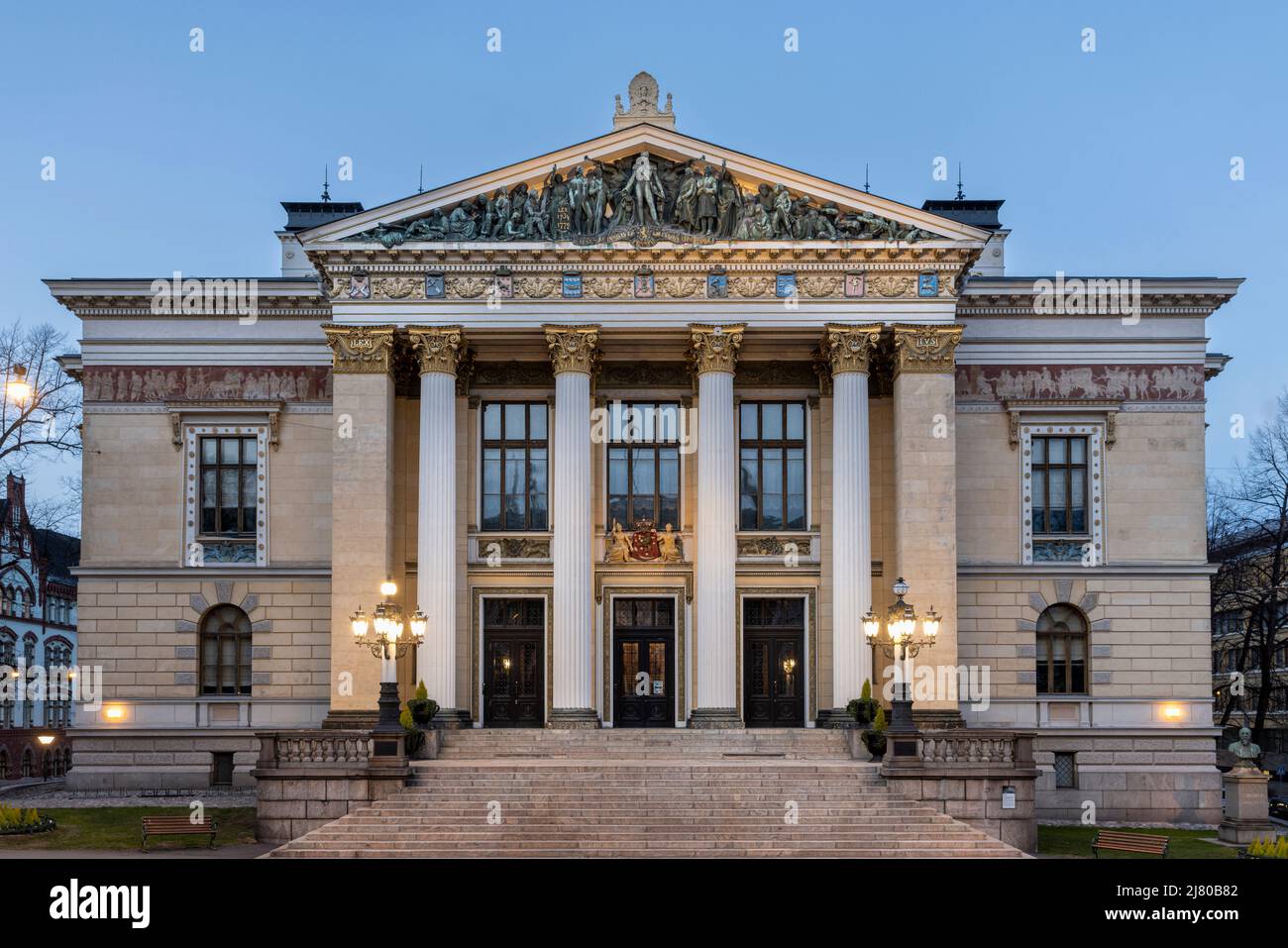 Historical building illuminated near Senate square in Helsinki Stock ...