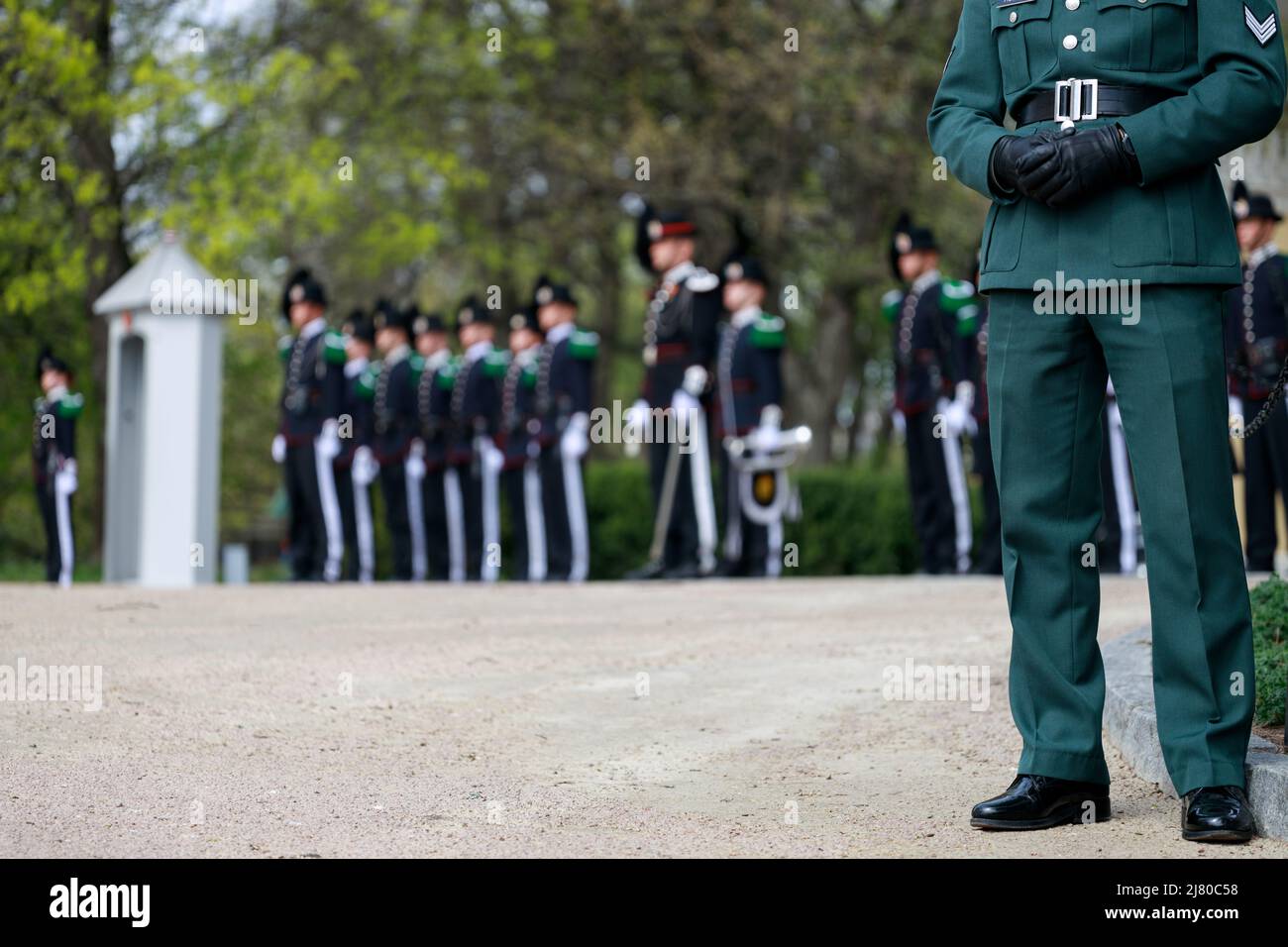 Oslo, Norway. 29 April 2022: Norwegian Royal Guard near Royal Palace in ...