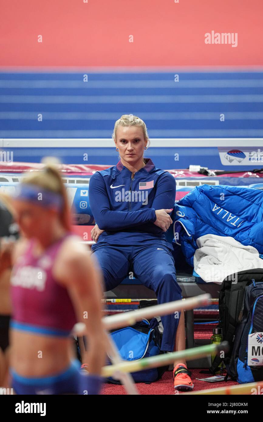 Katie Nageotte concentrated sitting to jump at the Belgrade 2022 World ...