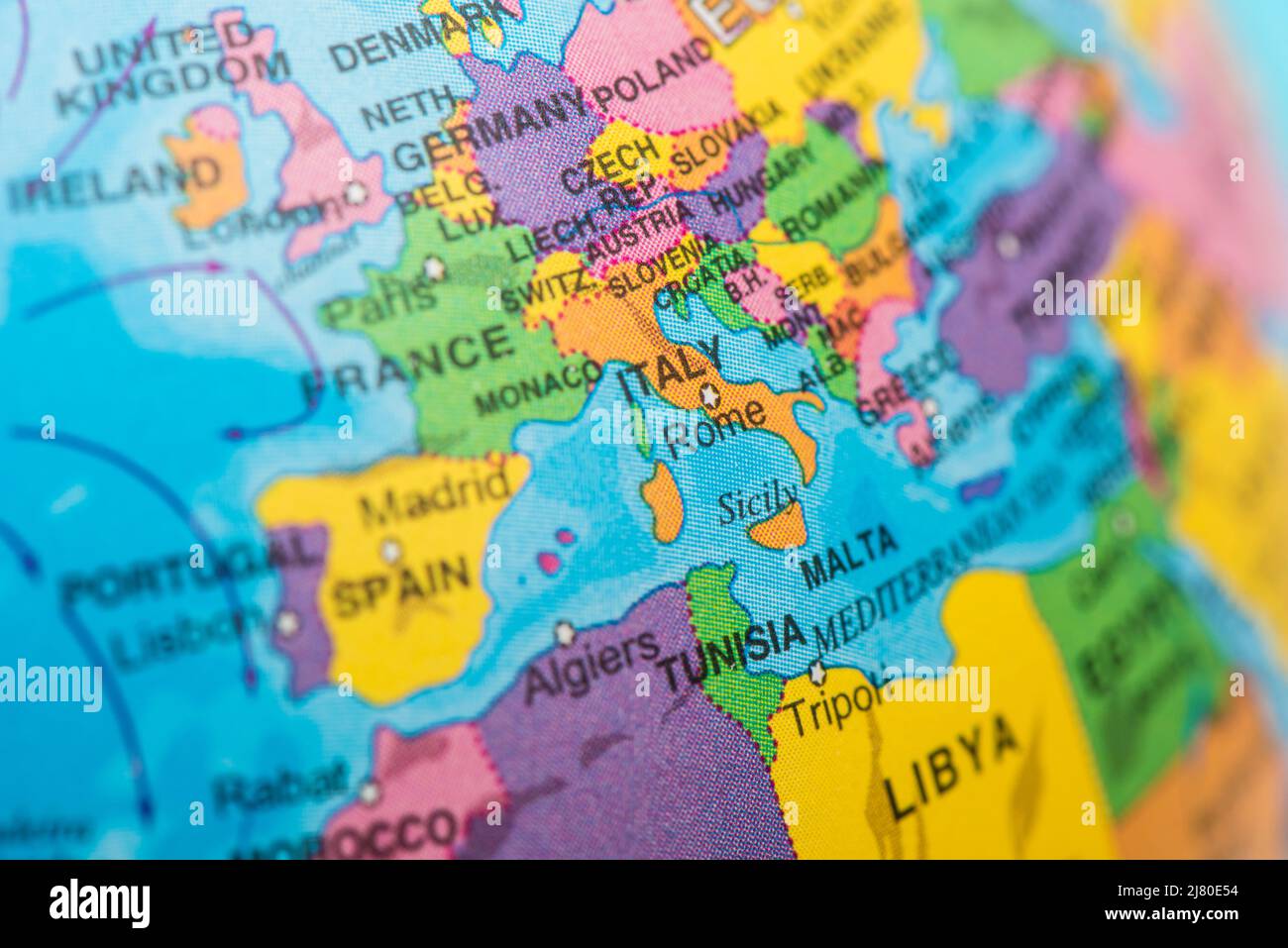 World globe ball on blue background Stock Photo - Alamy