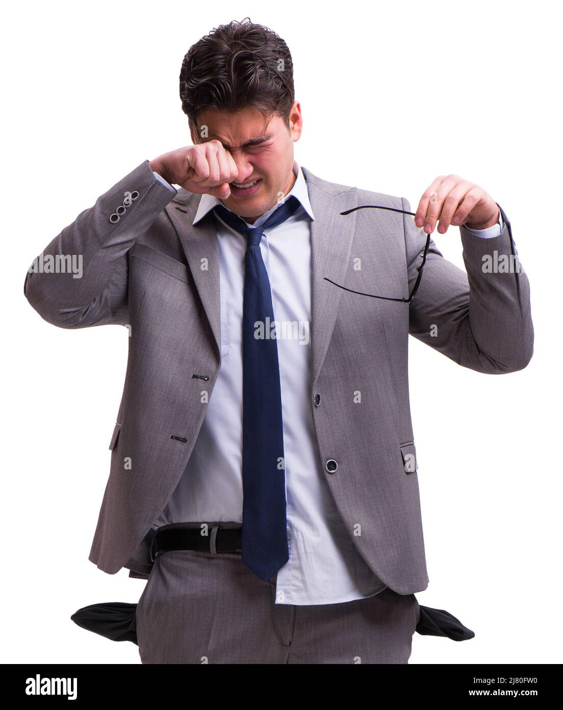 The bankrupt businessman isolated on white background Stock Photo - Alamy