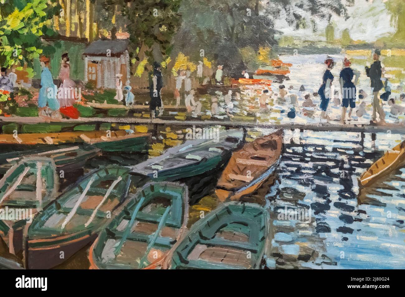 Painting titled "Bathers at La Grenouillere" by Claude Monet dated 1869 ...