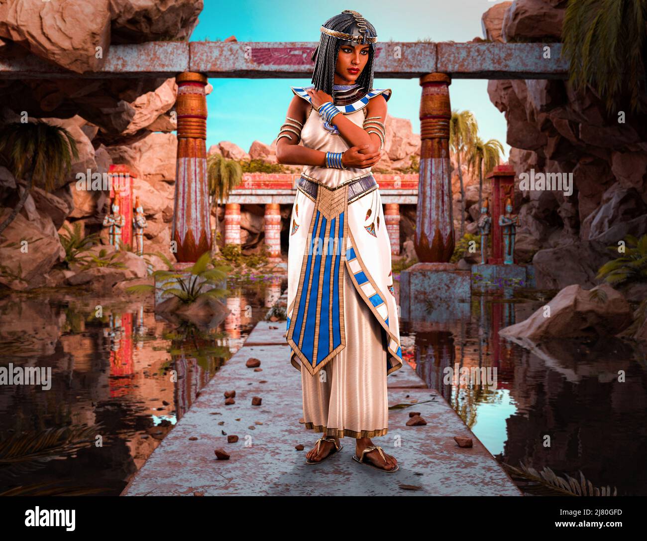 Beautiful Egyptian Princess, Queen, Pharaoh, Cleopatra, standing in a ...