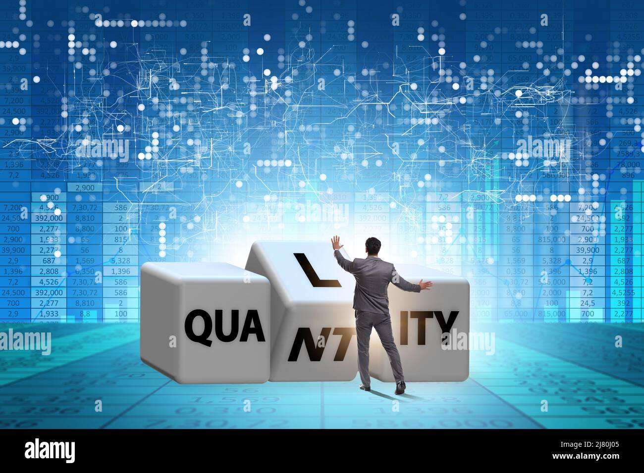 Dilemma of the quantity versus quality Stock Photo - Alamy