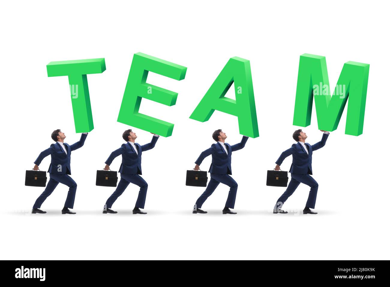 Teamwork concept with the people carrying team letters Stock Photo - Alamy