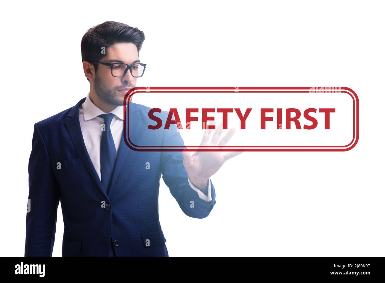 Safety first concept with the businessman Stock Photo - Alamy