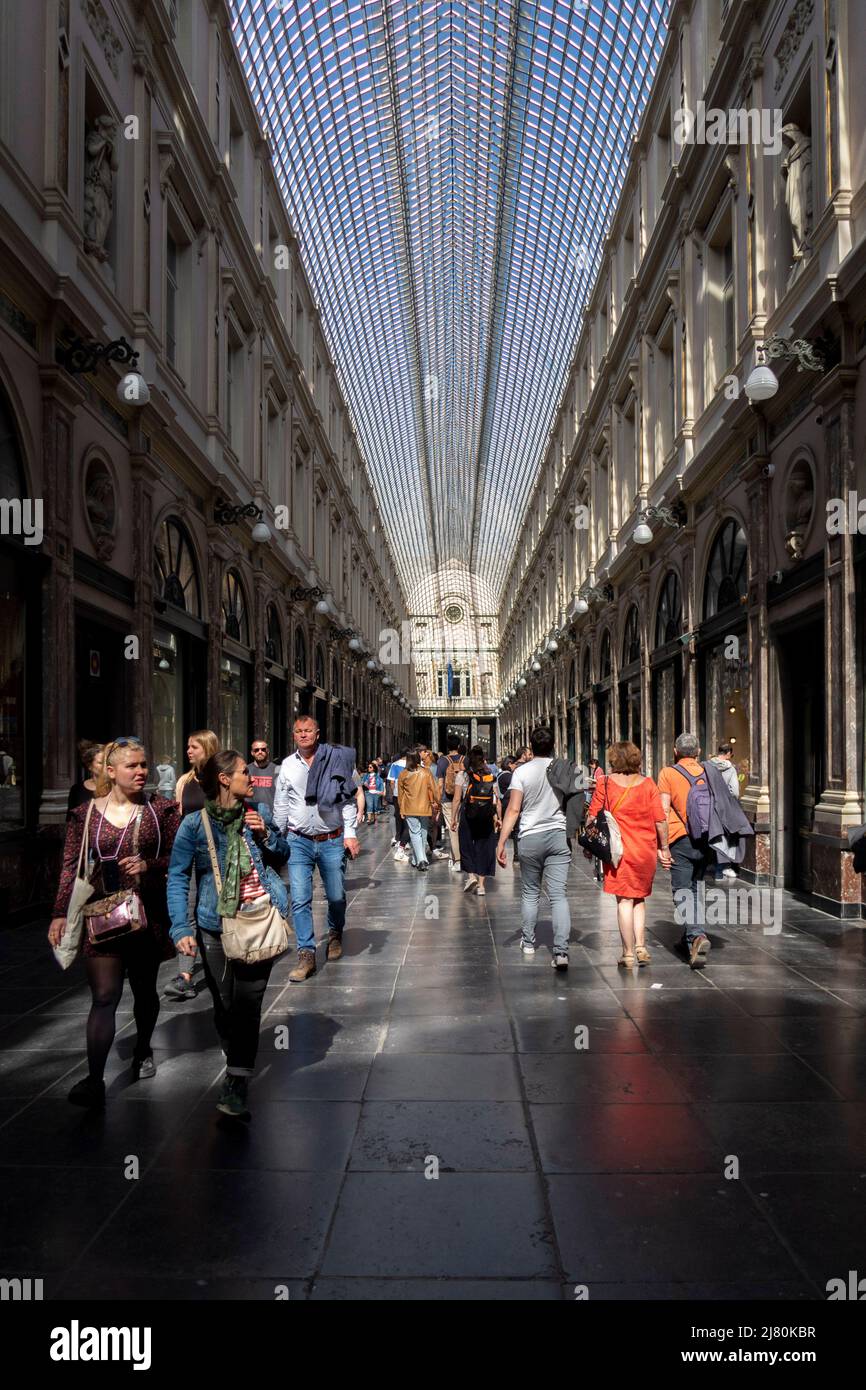 Galeries Royales Saint-Hubert in Brussels, Belgium, Europe Stock Photo ...