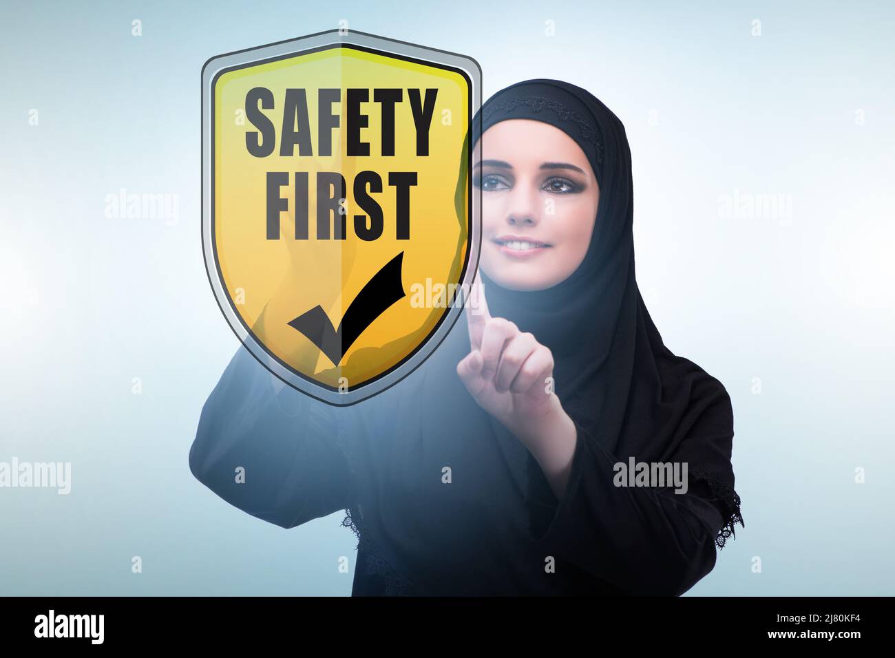 Safety first concept with the businesswoman Stock Photo - Alamy
