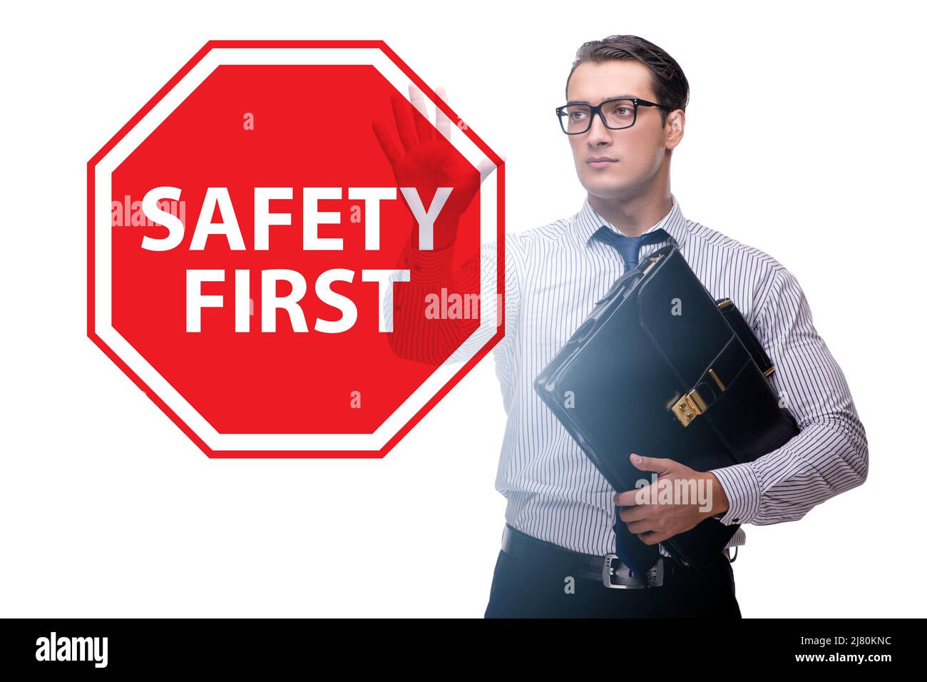 Safety first concept with the businessman Stock Photo - Alamy