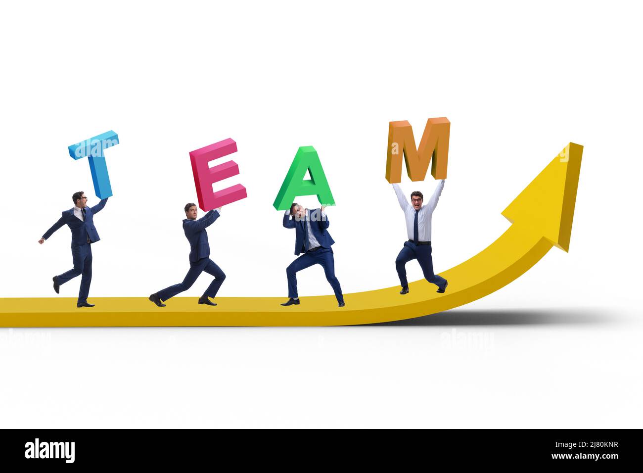 Teamwork concept with the people carrying team letters Stock Photo - Alamy