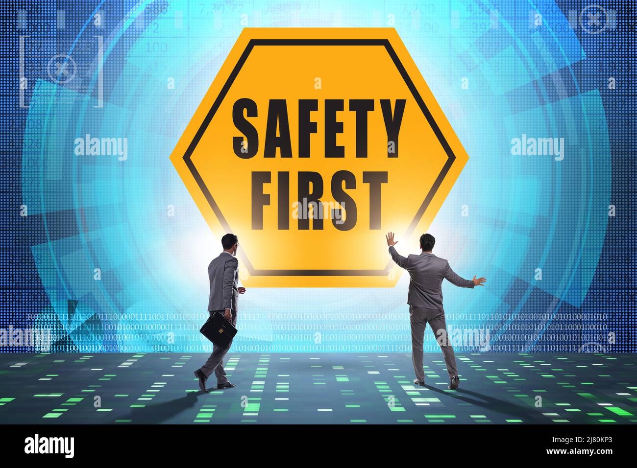 Safety first concept with the businessman Stock Photo - Alamy