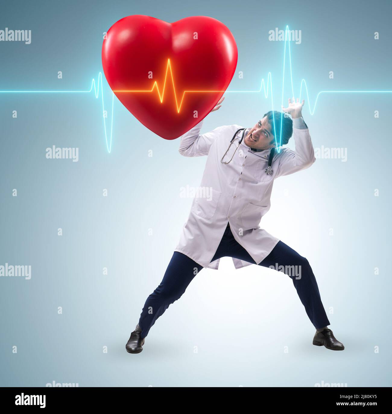 The doctor cardiologist supporting cardiogram heart line Stock Photo ...