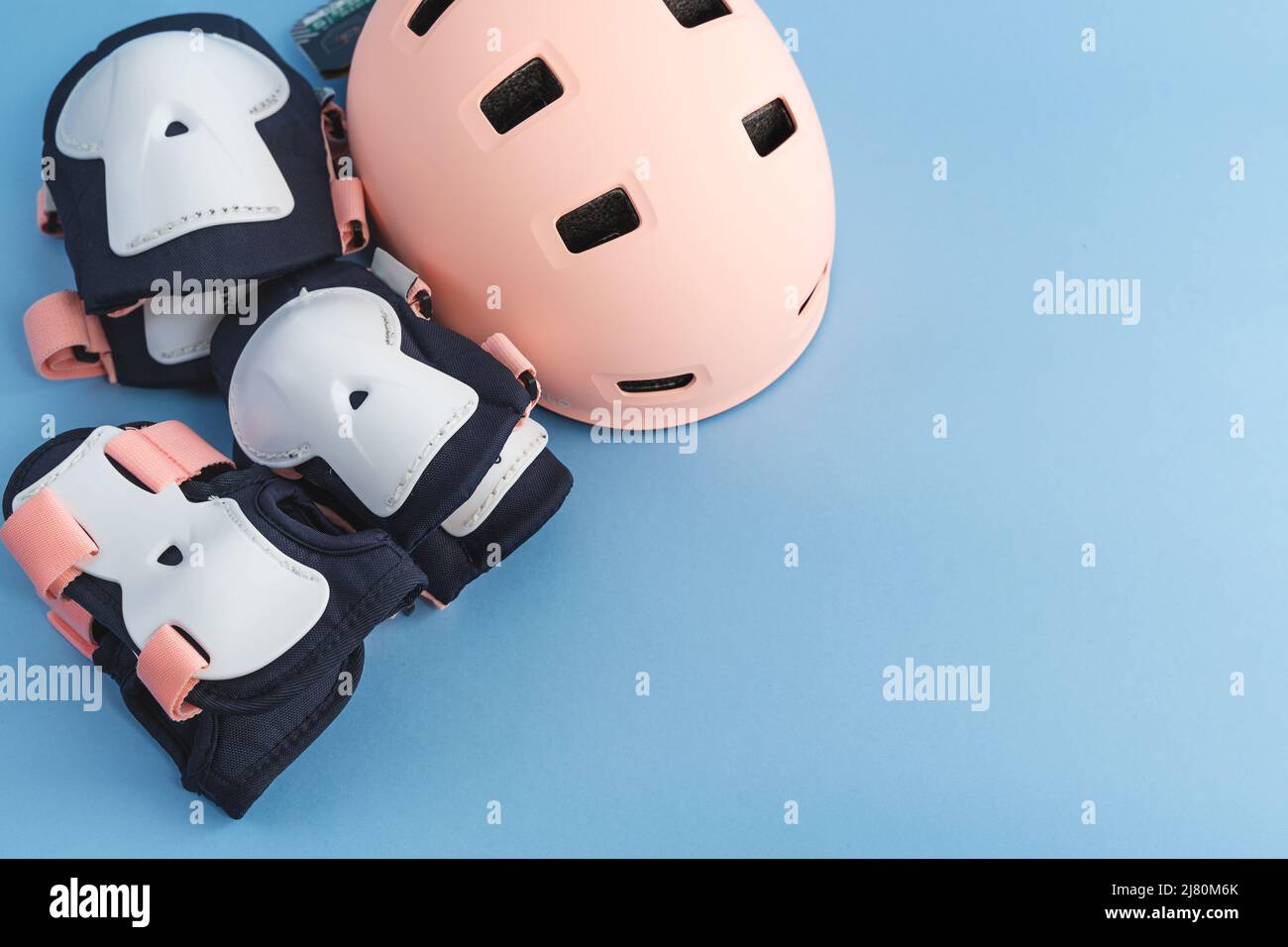 Top view of roller skates protective gear set - knee, elbow and wrist ...