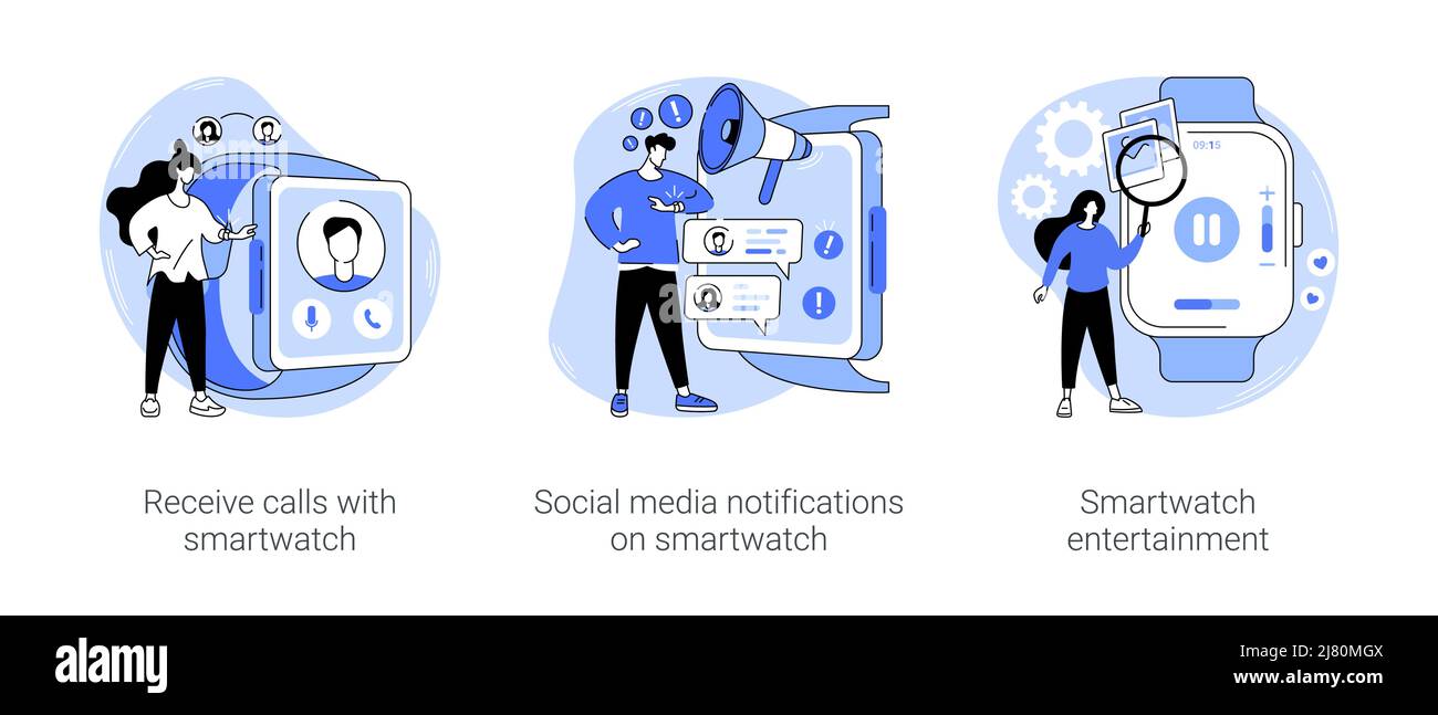 Smartwatch online communication isolated cartoon vector illustrations ...