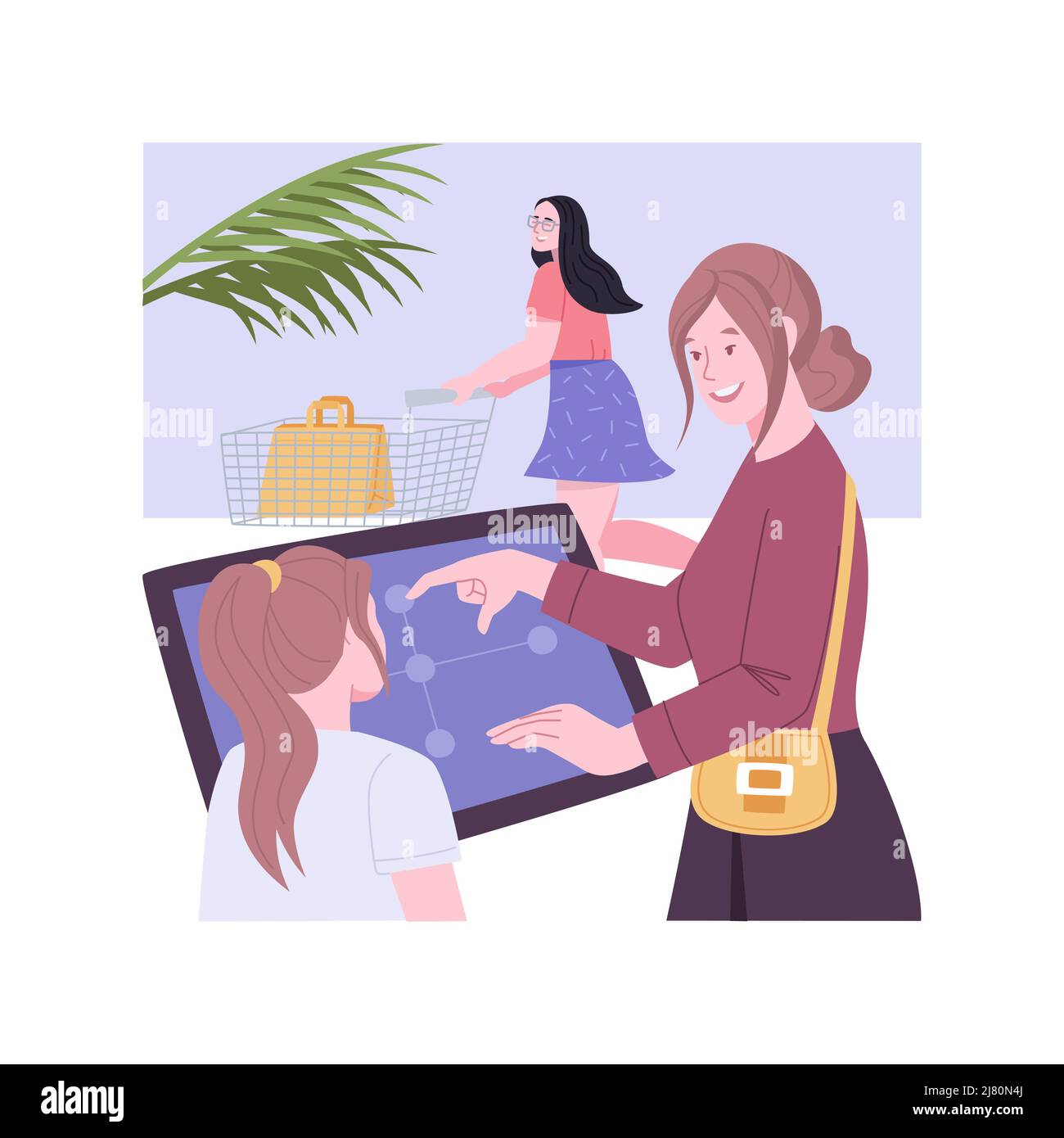 Shopping mall navigation isolated cartoon vector illustrations Stock ...