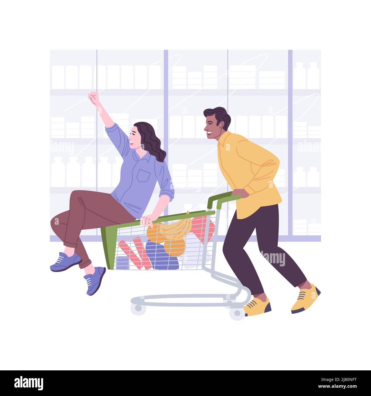 Shopping fun isolated cartoon vector illustrations Stock Vector Image ...