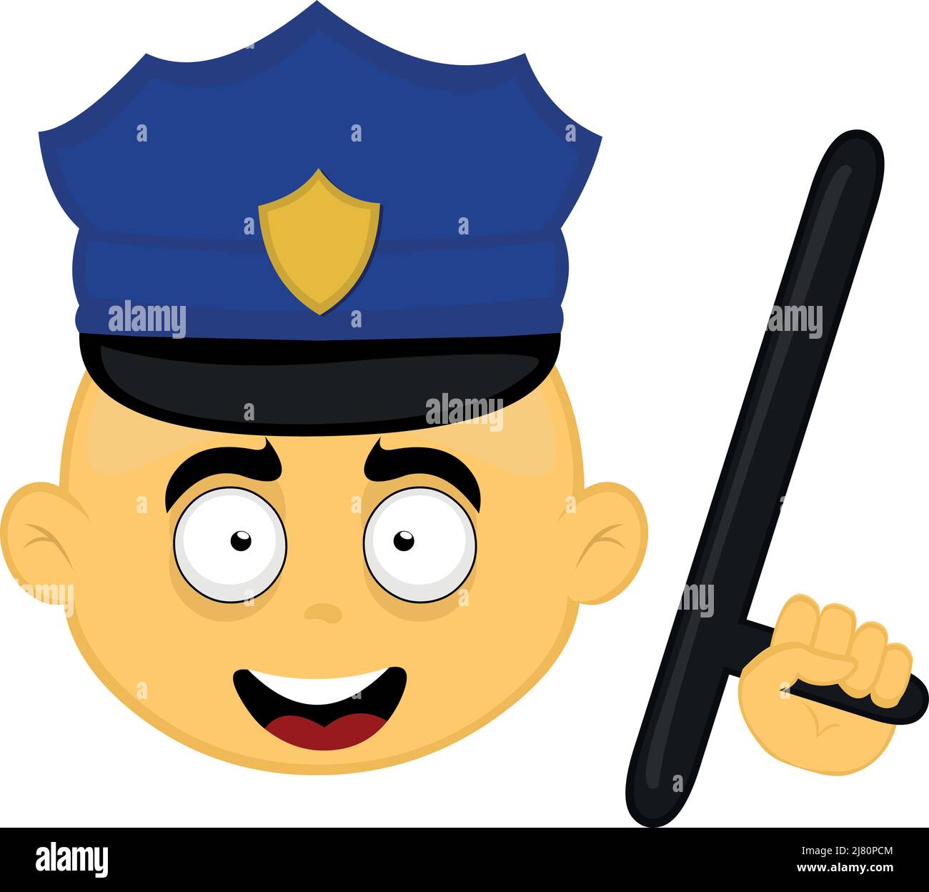 vector illustration of the face of a yellow character with a hat and ...