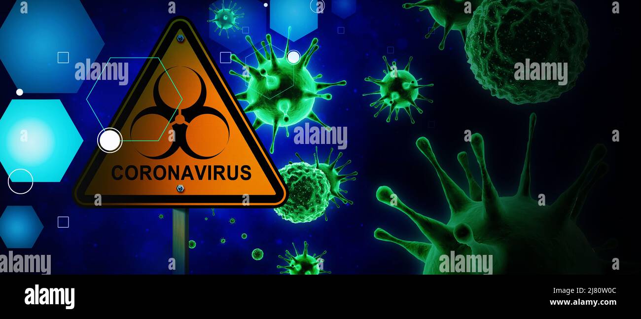 Dangerous corona virus, SARS pandemic risk concept. 3D illustration ...