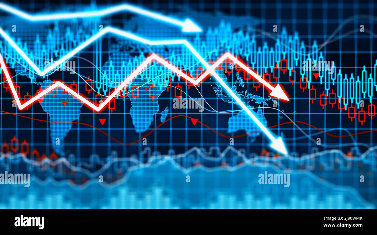 Graphs representing the stock market crash. 3d illustration Stock Photo ...