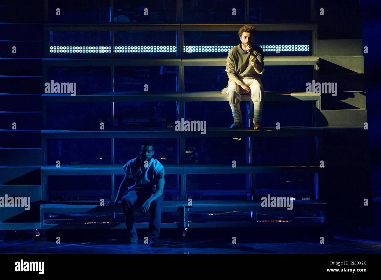 Turin, Italy. 11th May 2022. Azerbaijan singer Nadir Rustamli on stage ...