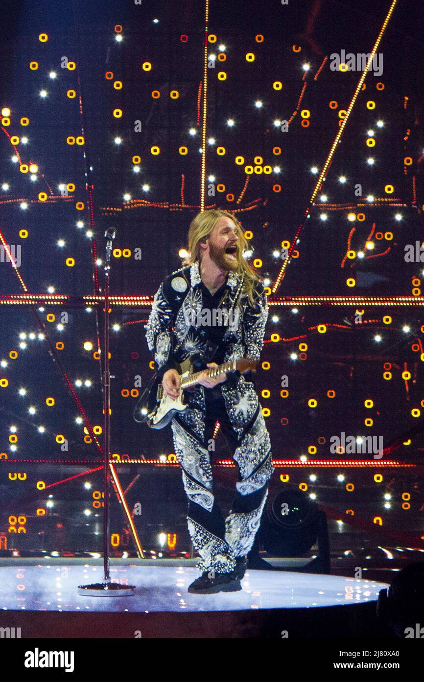 Turin, Italy. 11th May 2022. British singer Sam Ryder on stage of 2022 ...