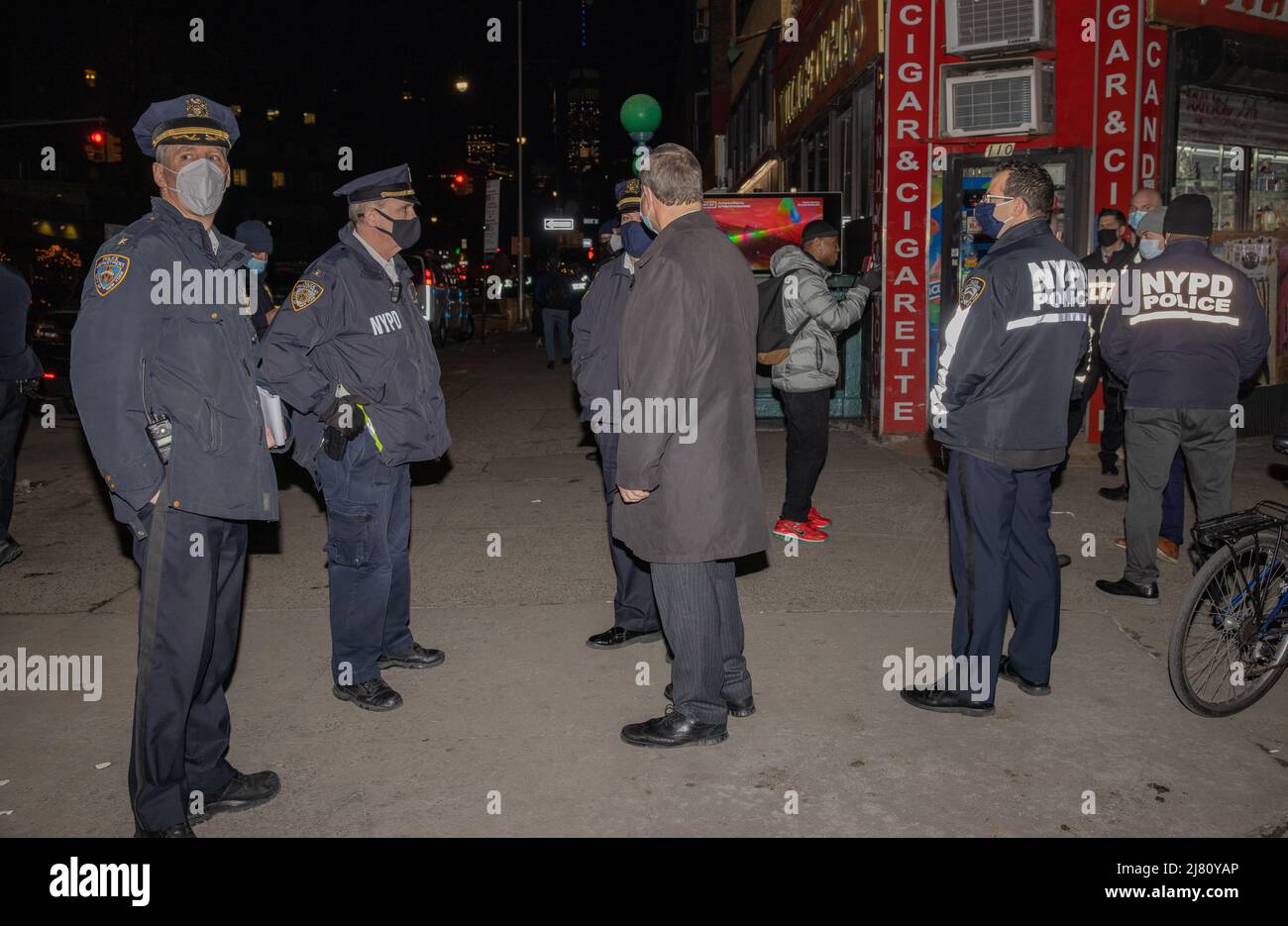 NEW YORK, N.Y. – February 25, 2021: New York City police officers are ...