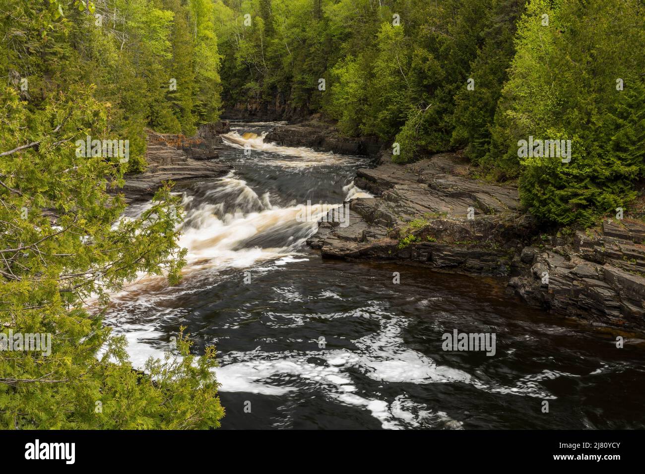 A scenic river with cascades and rapids in the woods Stock Photo - Alamy