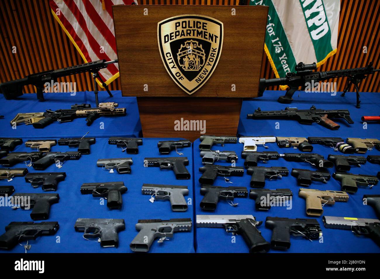 Recently confiscate ghost guns are on display at Police Headquartes ...