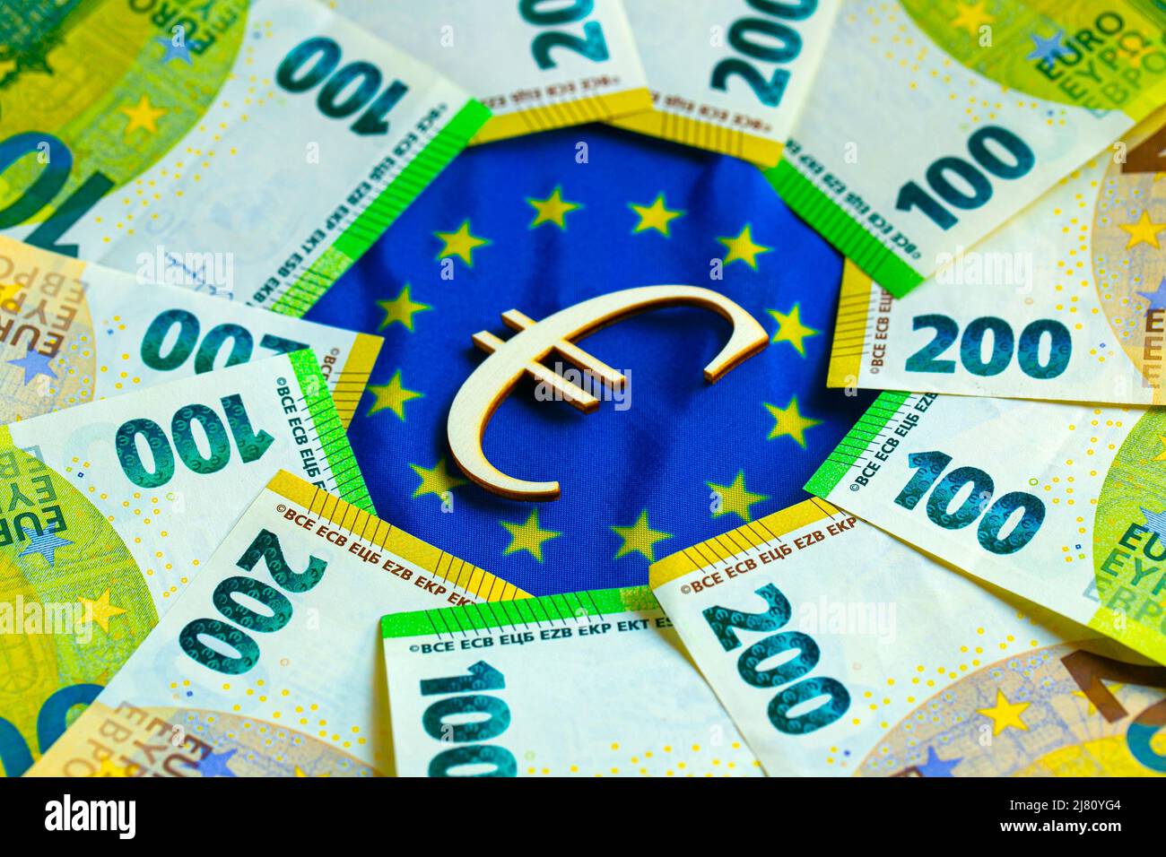 state of the economy and currency of the EU countries. euro bills and ...