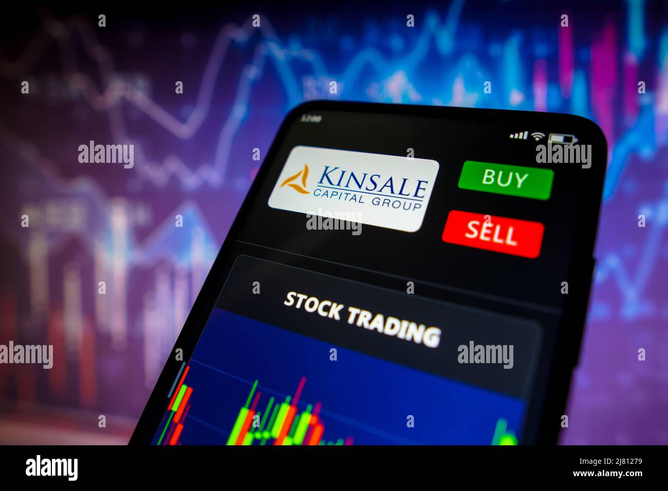 In this photo illustration the stock trading graph of Kinsale Capital ...