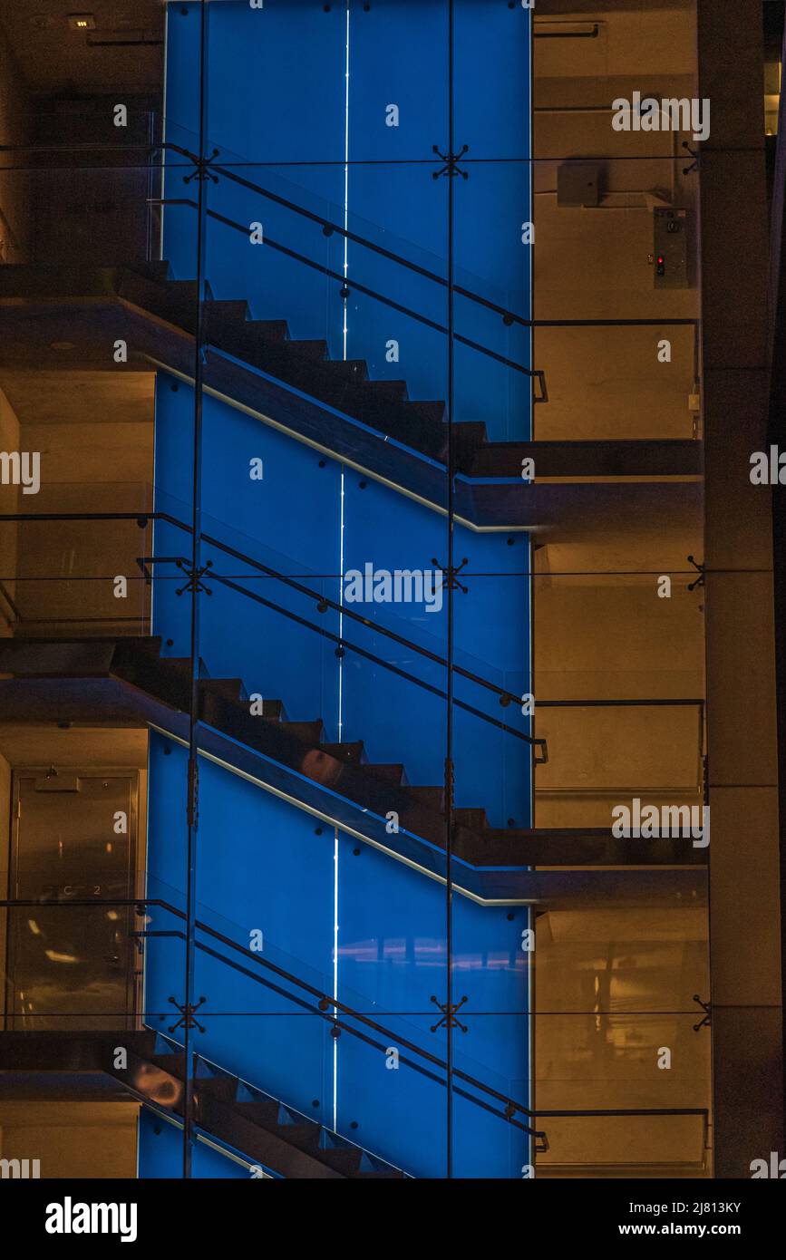 Blue stairs on dark background. Toronto, Canada Stock Photo - Alamy