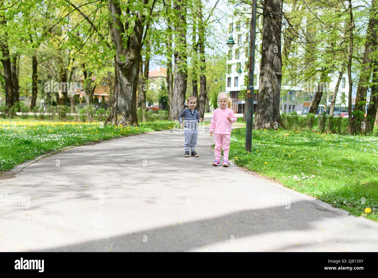 Happy Little Kids Enjoy Playing and Running at the Park - Active Boy ...