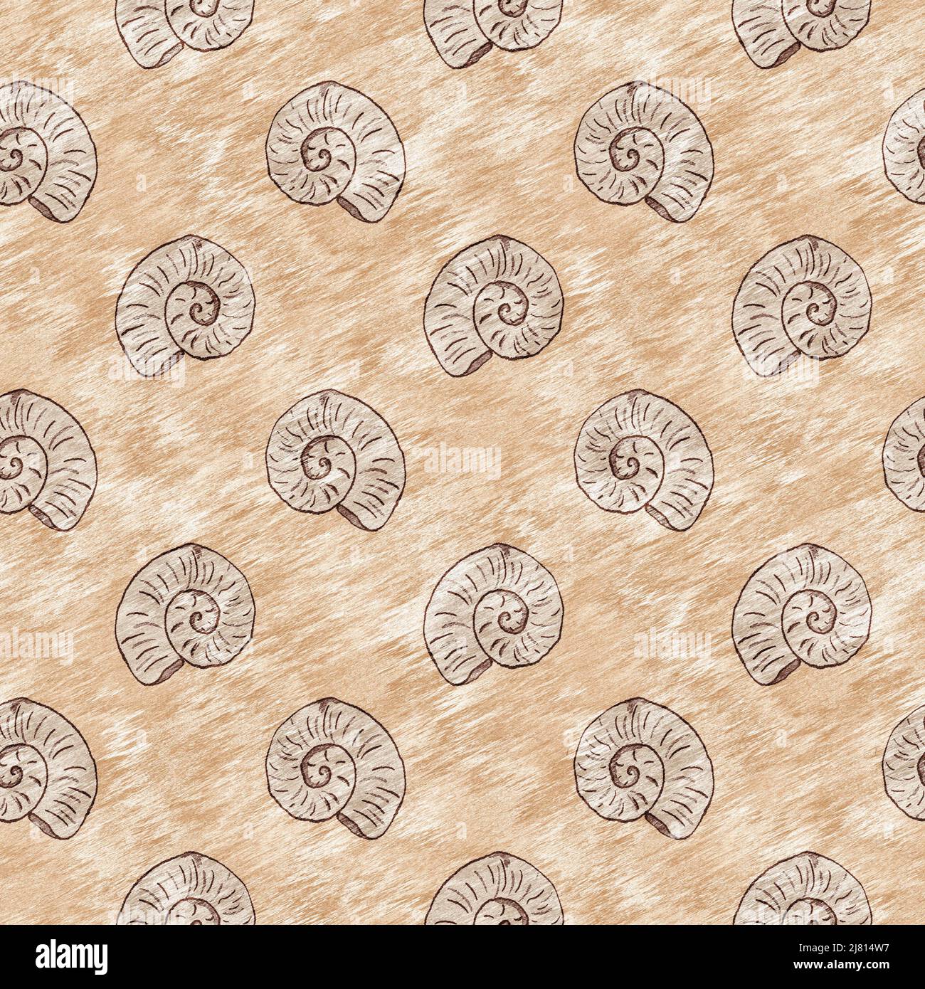 Green hand drawn ammonite fossil seamless pattern. Gender Neutral ...