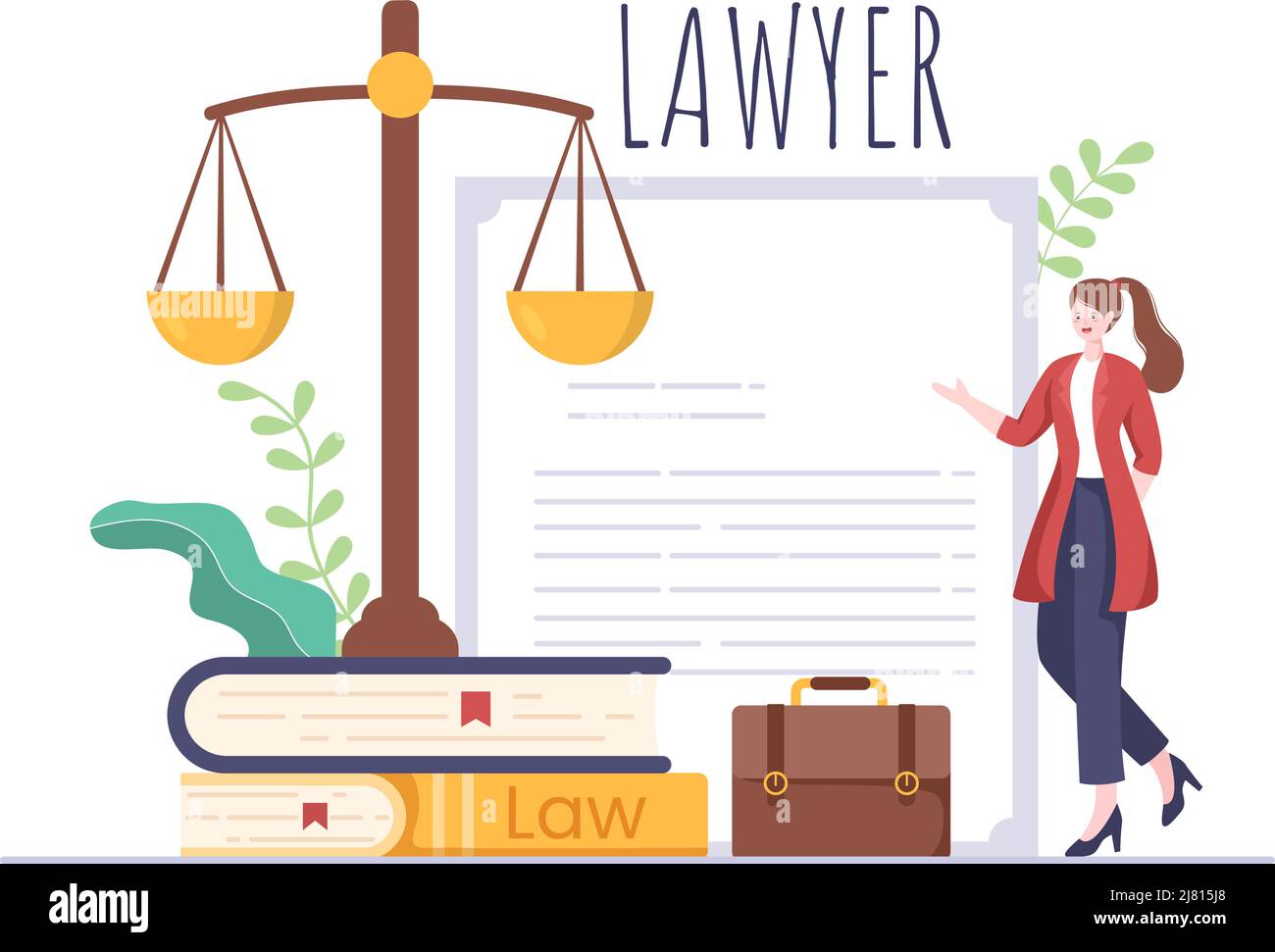 Lawyer, Attorney and Justice with Laws, Scales, Buildings, Book or ...