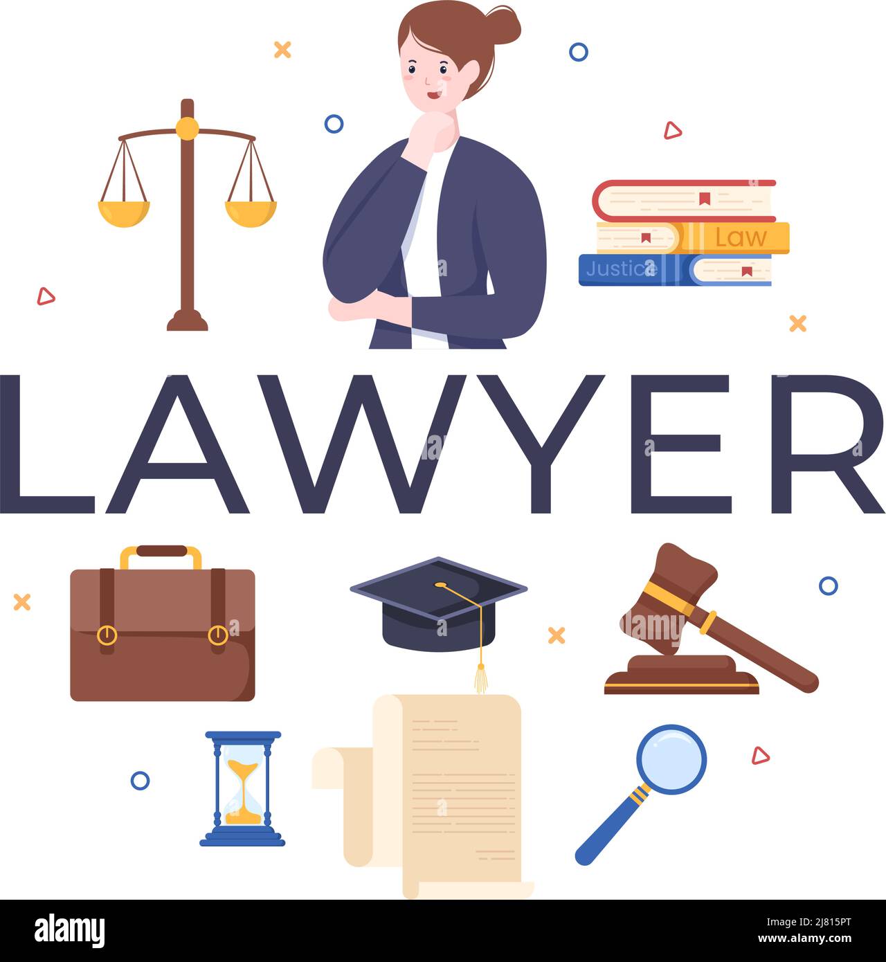 Lawyer, Attorney and Justice with Laws, Scales, Buildings, Book or ...