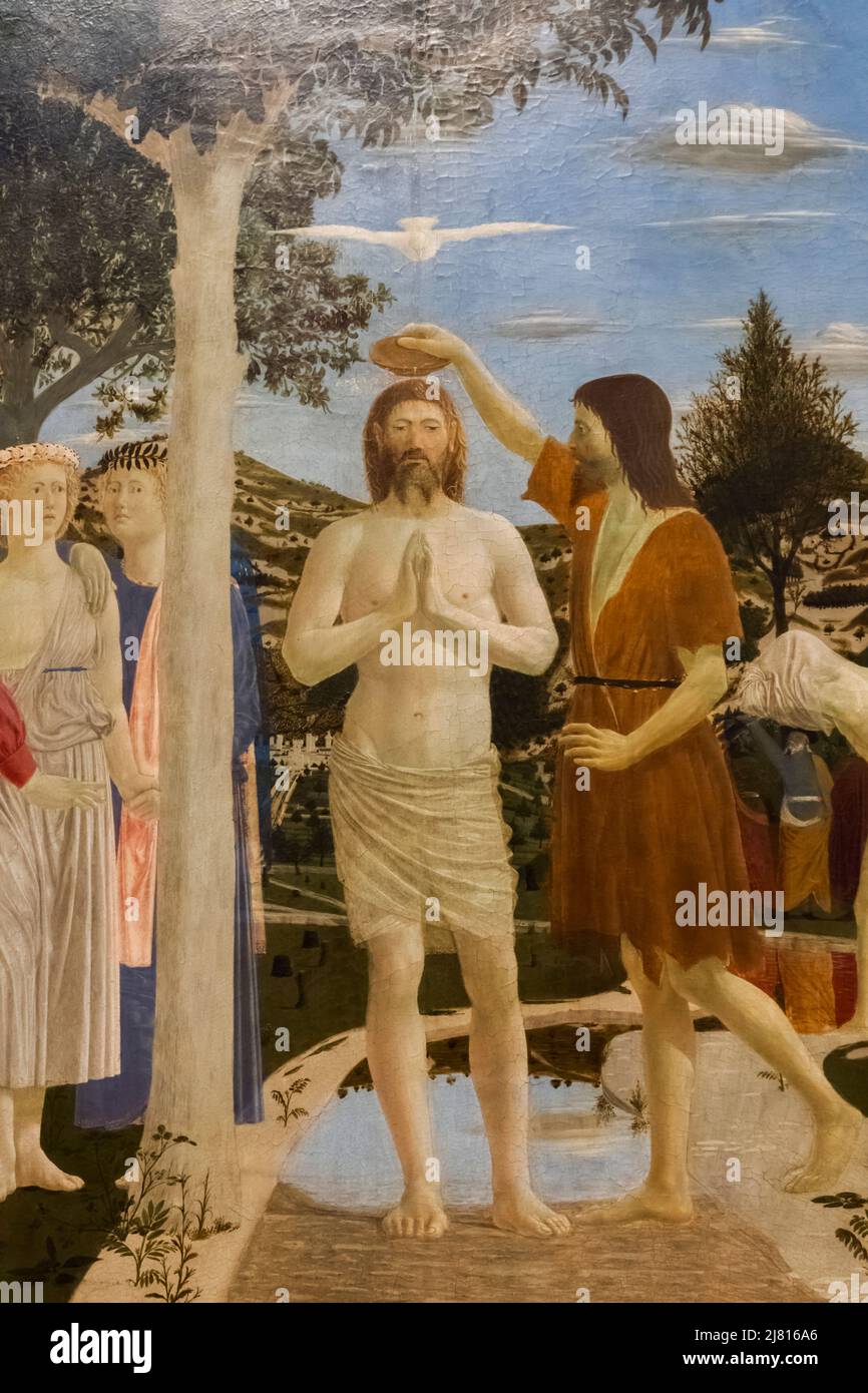 Painting titled "The Baptism of Christ" by Italian Artist Piero della ...