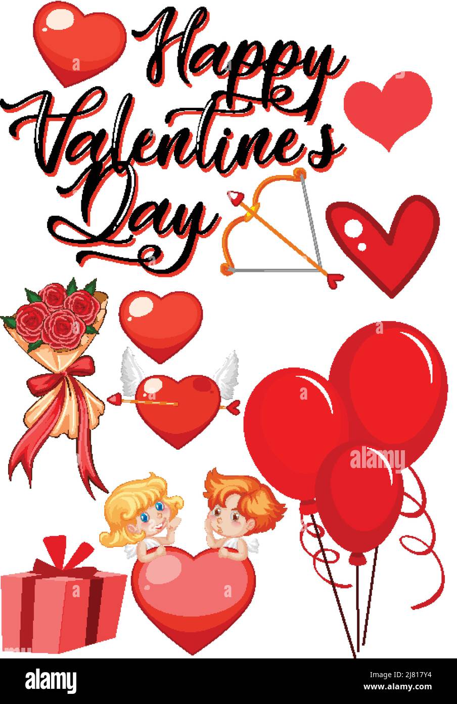 Valentine theme with many hearts illustration Stock Vector Image & Art ...