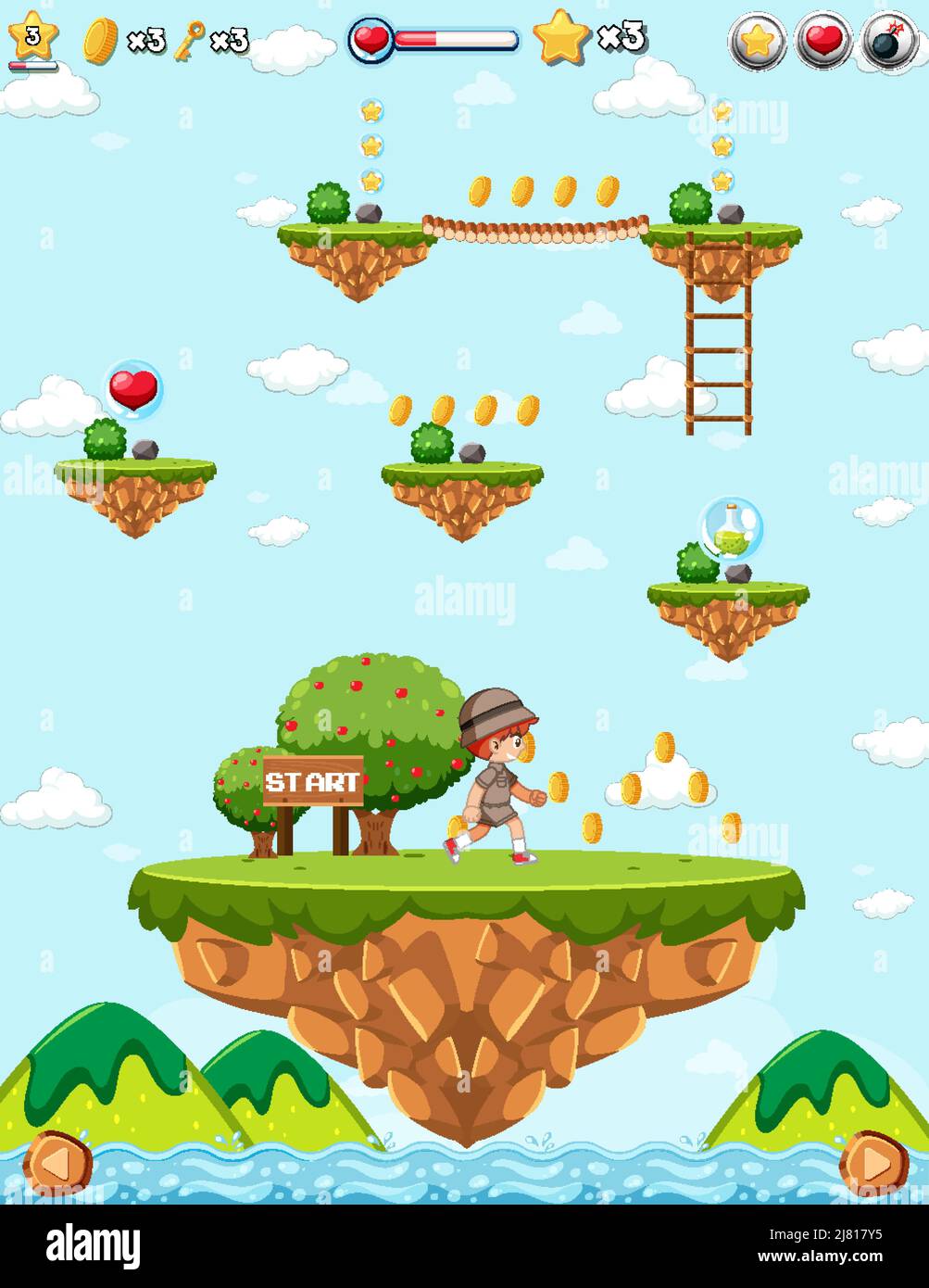 Platform game background template illustration Stock Vector Image & Art ...