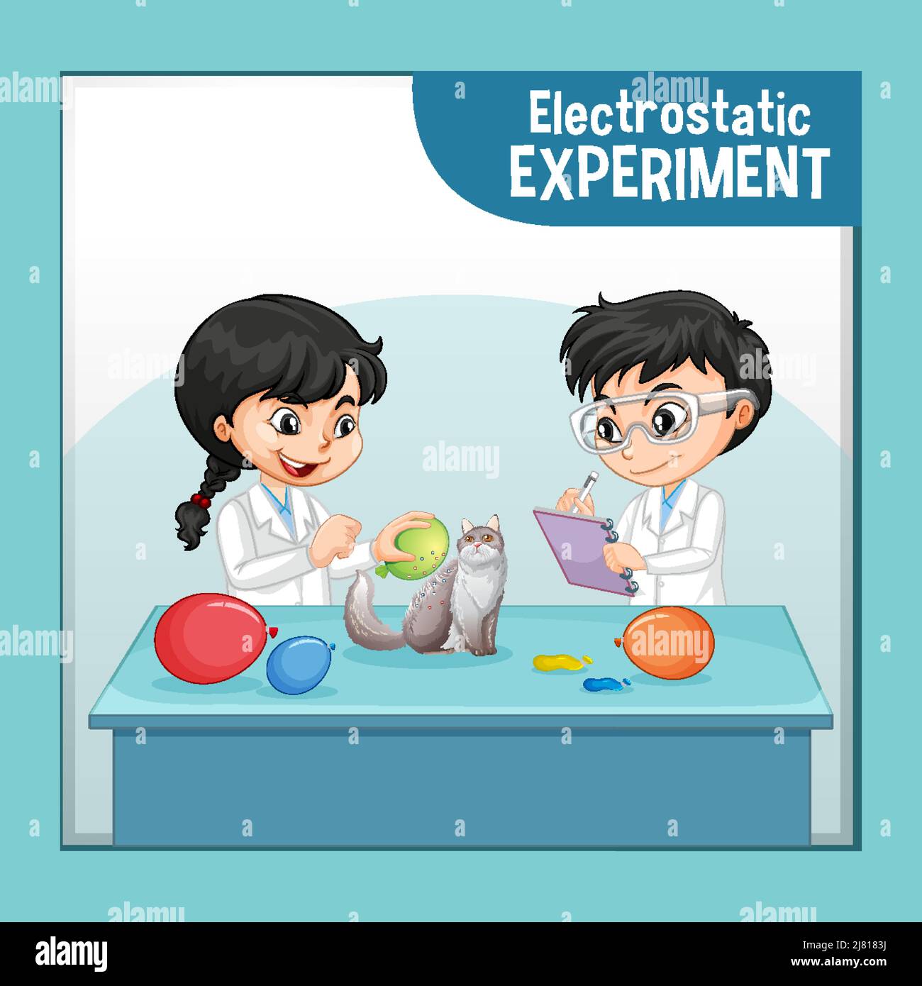 Electrostatic science experiment for kids illustration Stock Vector ...