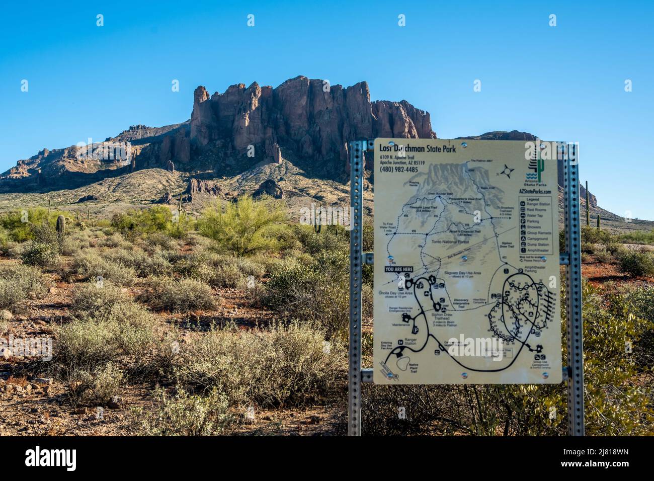 Apache Junction, AZ, USA - Dec 19, 2021: A welcoming signboard at the ...