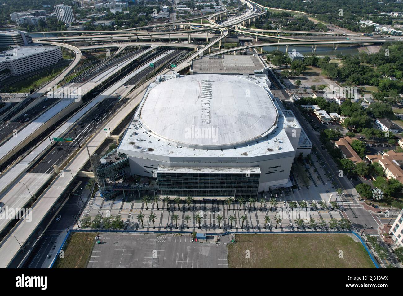 An aerial view of the Amway Center, Saturday, Apr. 30, 2022 in Orlando ...