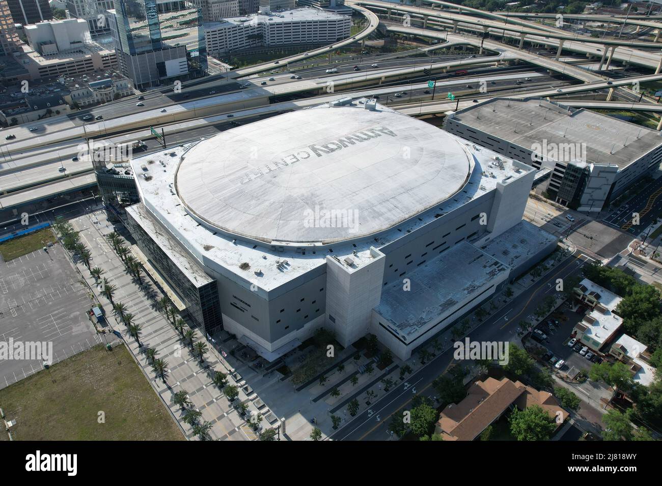 An aerial view of the Amway Center, Saturday, Apr. 30, 2022 in Orlando ...